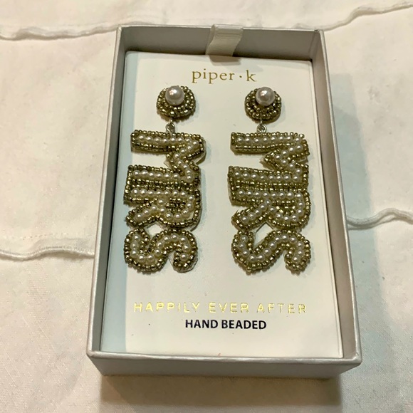 Piper K | Jewelry | Piper K Mrs Earrings New Hand Beaded Happily Ever ...